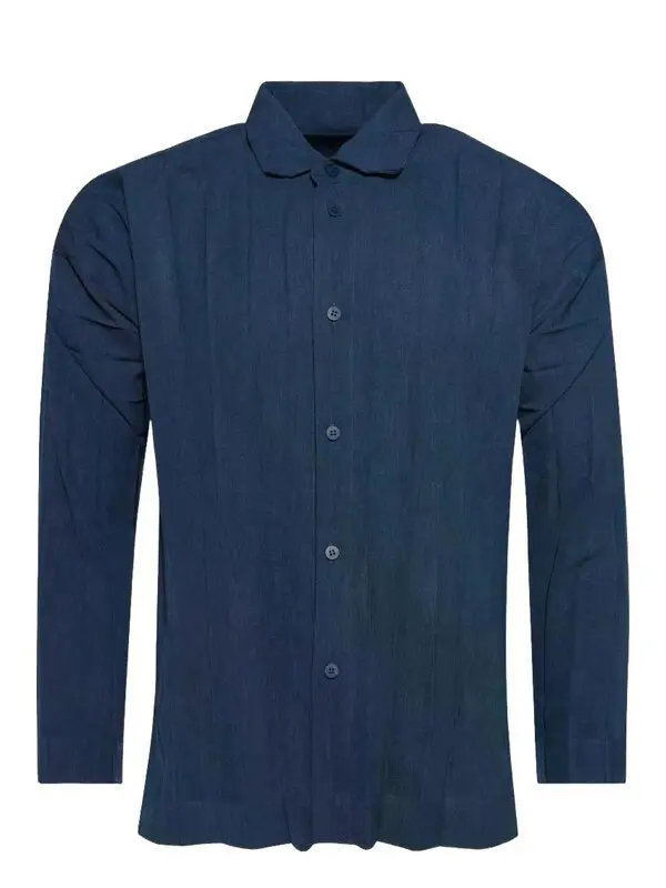 Issey Miyake Edge Ensemble Pleated Shirt - Blue