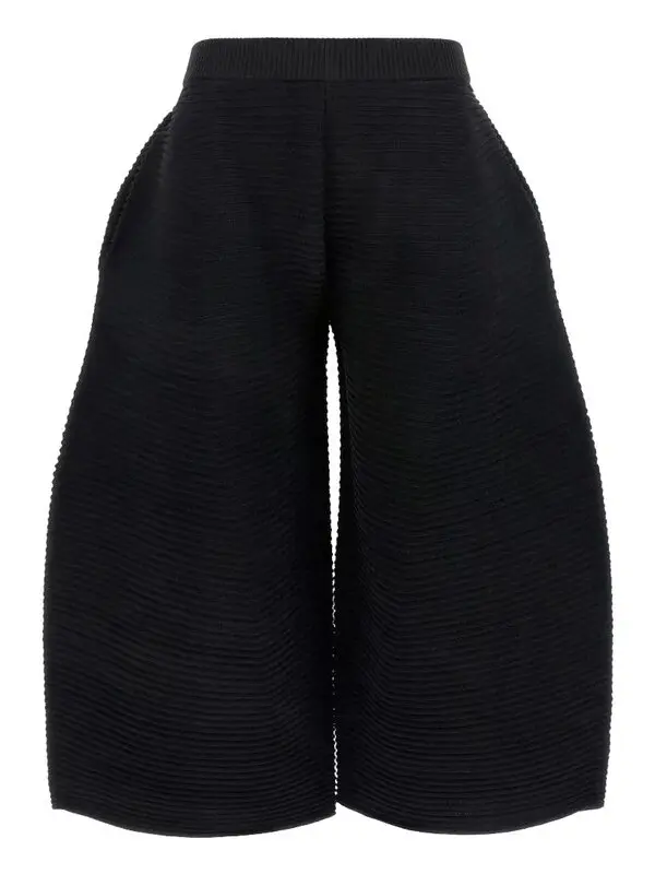 Issey Miyake Corrugated Knit Cropped Trousers - Black