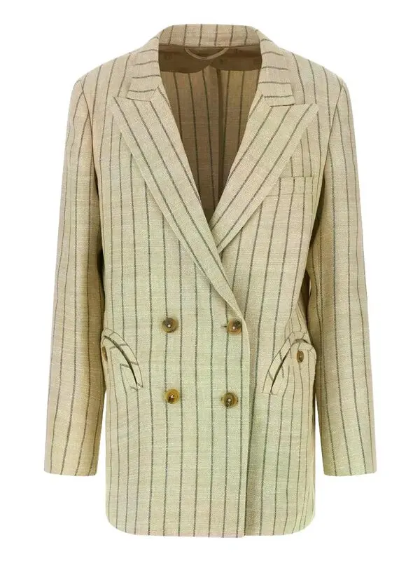 BLAZÉ MILANO Striped Double-breasted Blazer - Neutrals