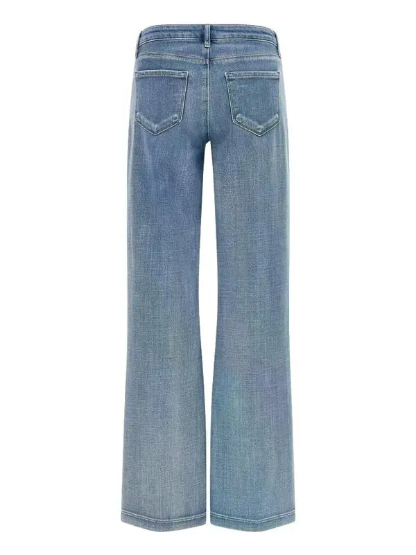 L'Agence Joanne Wide Leg Jeans With Contrast Stitching - Blue