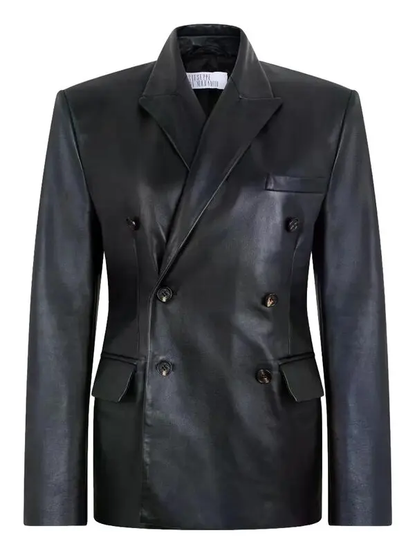 Giuseppe Di Morabito Double-breasted Leather Blazer - Black