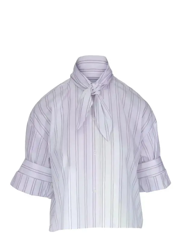 TWP Striped Tie Blouse - White