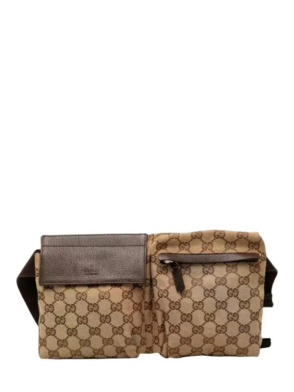 Gucci Gg Canvas Double Pocket Belt Bag - Neutrals