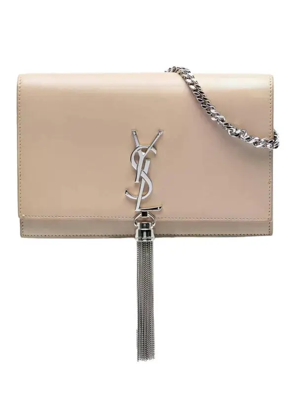 Saint Laurent 2018 Smooth Calfskin Monogram Kate Tassel Wallet On Chain Crossbody Bag - Neutrals