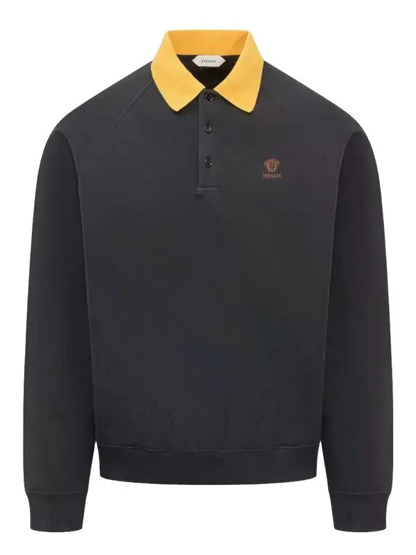 Versace Logo-embroidered Polo Shirt - Black