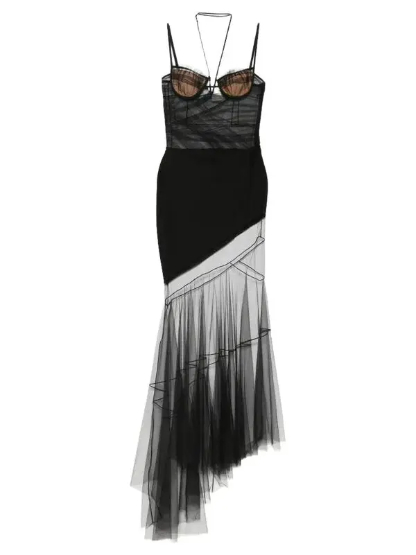 NENSI DOJAKA Asymmetric Draped Bra Dress - Black
