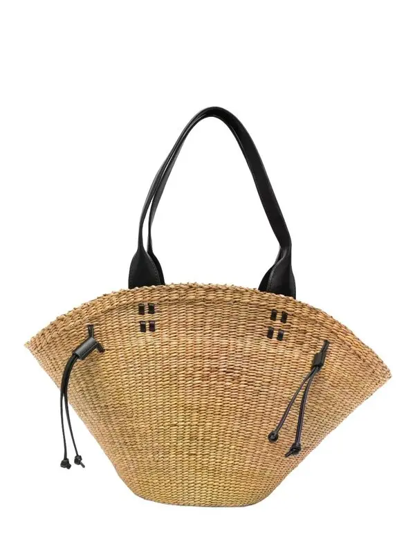 Liviana Conti Woven Drawstring Tote Bag - Neutrals