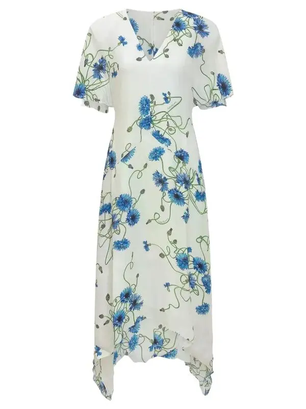 Stella McCartney Floral-print V-neck Midi Dress - White