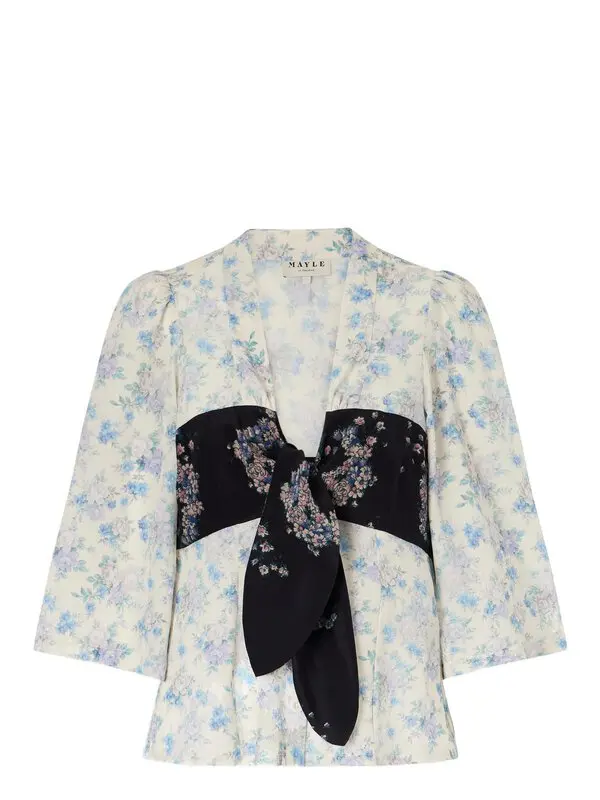 Maison Mayle Kazu Floral-print Silk Top - Multi