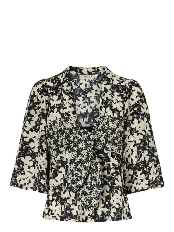Maison Mayle Floral-print Silk Kazu Top - Black