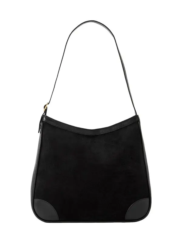 NILI LOTAN Abbey Leather-trimmed Suede Shoulder Bag - Black