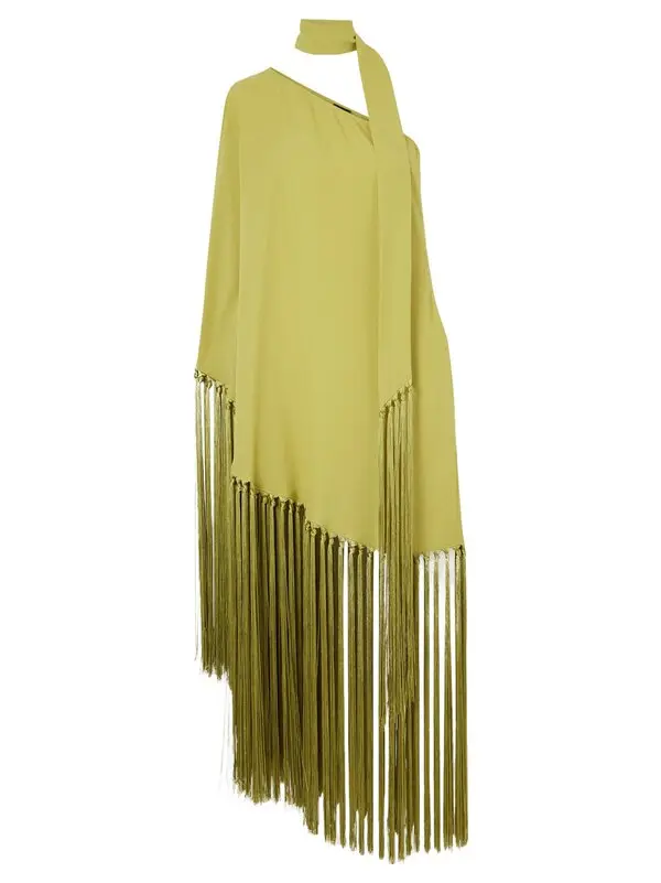 TALLER MARMO Gunilla One-shoulder Fringed Mini Dress - Green