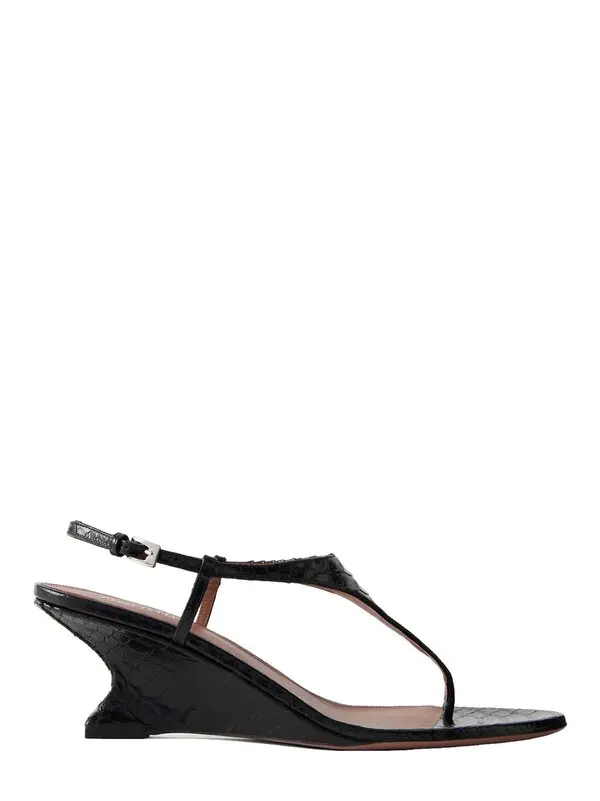 Paris Texas Nina Wedge Thong Sandals - Black