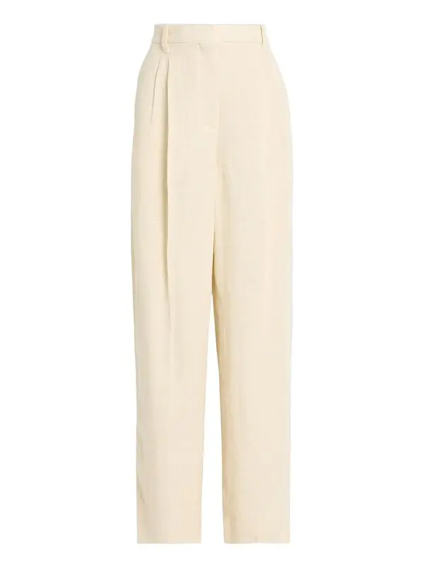 Brunello Cucinelli Pleated Wide-leg Linen Pants - Ivory
