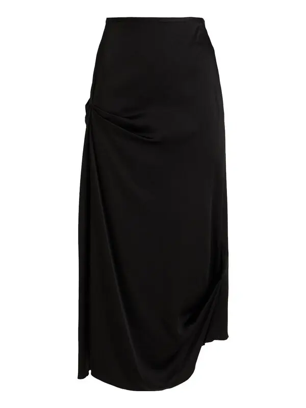 Victoria Beckham Draped Satin-crepe Midi Skirt - Black