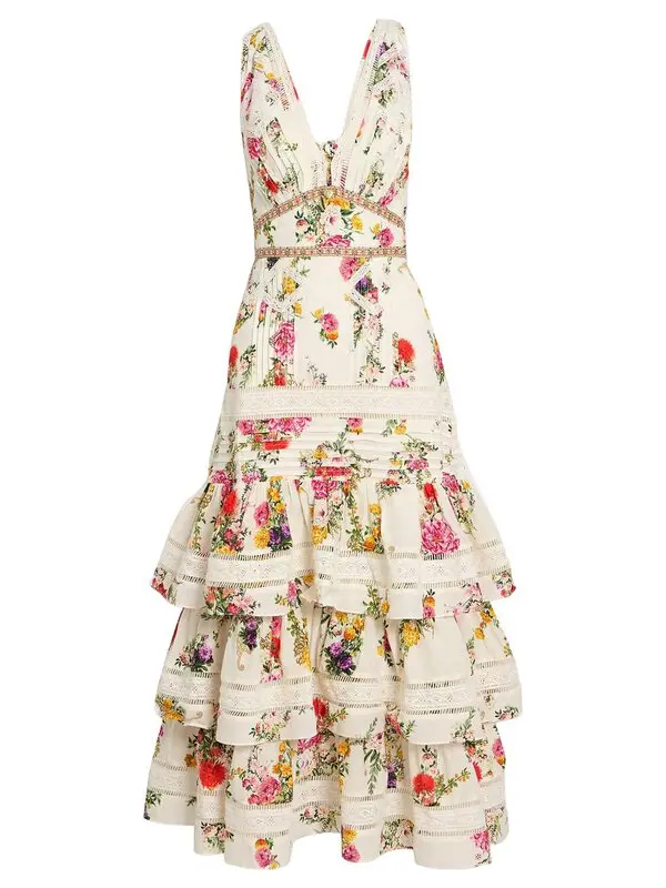 Camilla Floral-print Cotton And Silk-blend Maxi Dress - Off-white