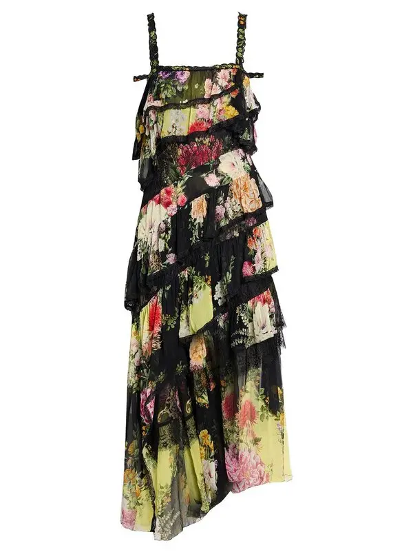 Camilla Crystal-embellished Floral-print Silk-georgette Maxi Dress - Black