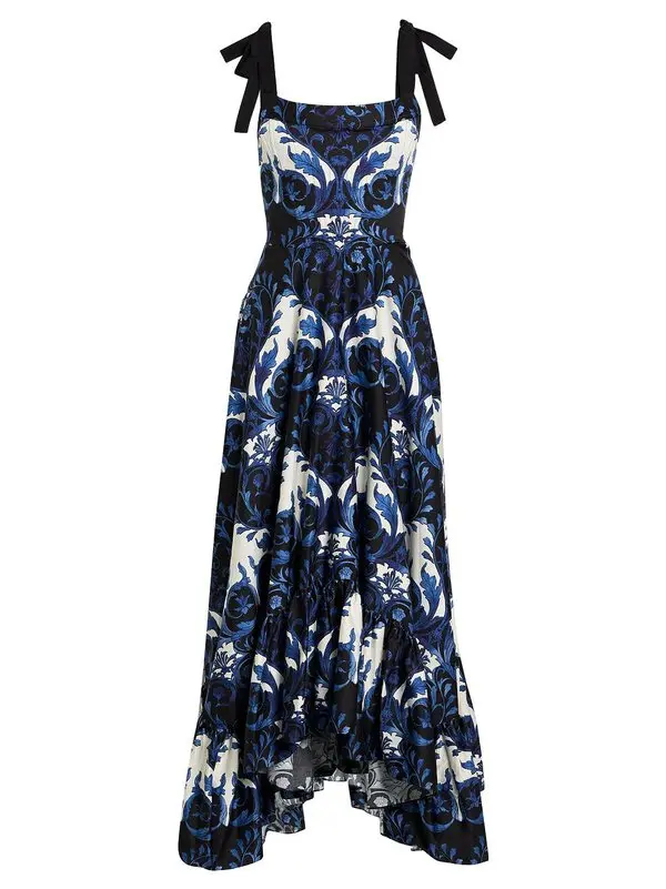 Alice + Olivia Rosalee Printed Cotton-blend Maxi Dress - Blue