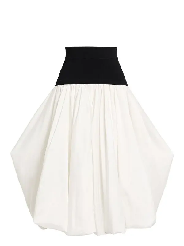 Simkhai Corrin Ribbed-knit And Cotton-poplin Midi Skirt - Black