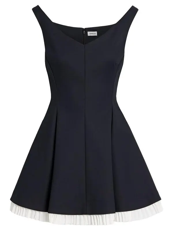 Simkhai Dorothie Poplin-trimmed Cady Mini Dress - Black