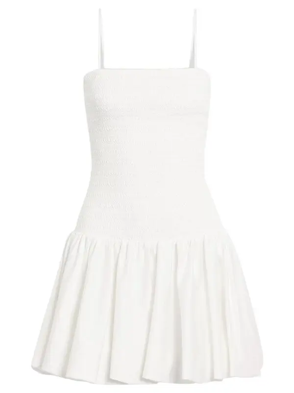 Alice + Olivia Arden Shirred Cotton-blend Poplin Mini Dress - White