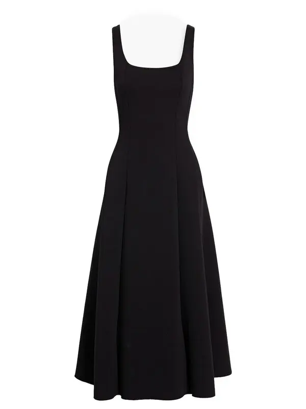 Max Mara Platani Cotton-blend Jersey Midi Dress - Black