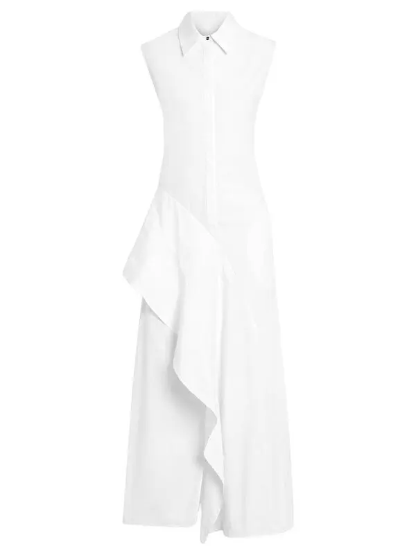 Max Mara Keras Ruffled Maxi Shirt Dress - White