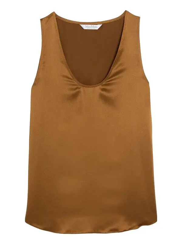 Max Mara Filly Silksatin Top - Light Brown