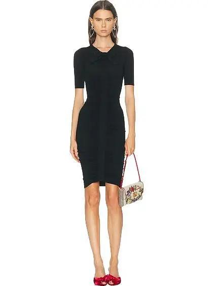 Valentino Garavani Black Rouche Knit Dress - Nero