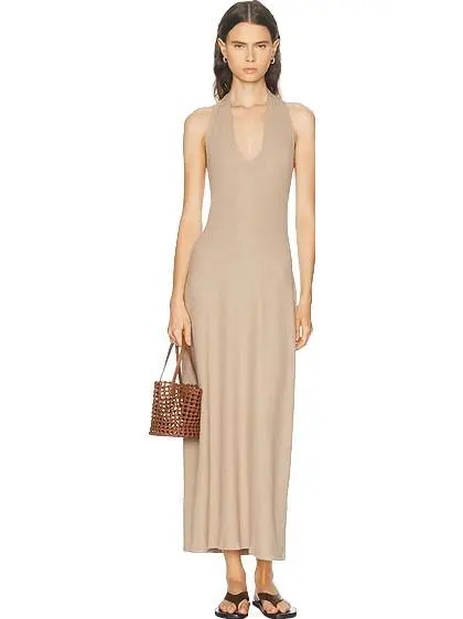 LESET Halter Maxi Dress - Sable