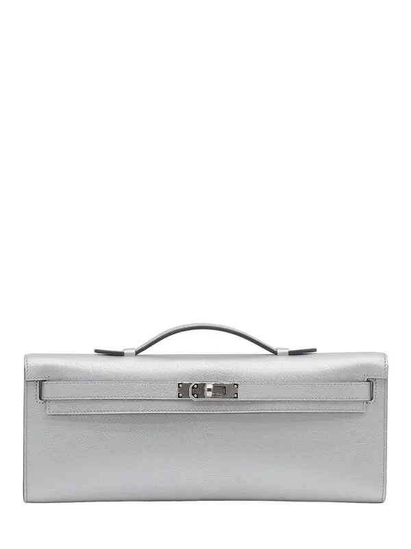 Hermès Kelly Clutch Chevre Palladium Hardware - Argent