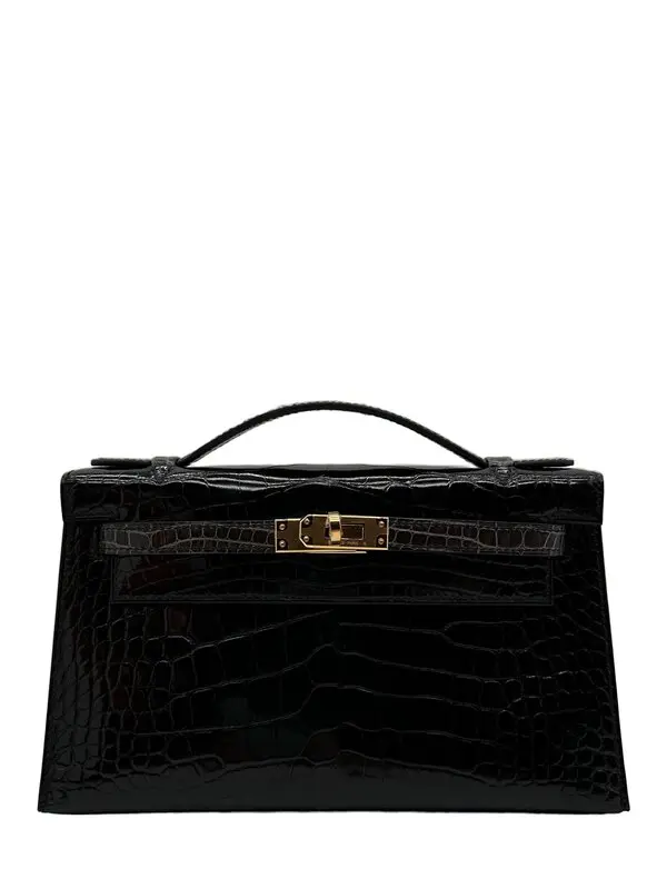 Hermès Kelly Hss /graphite Shiny Alligator Gold Hardware - Black