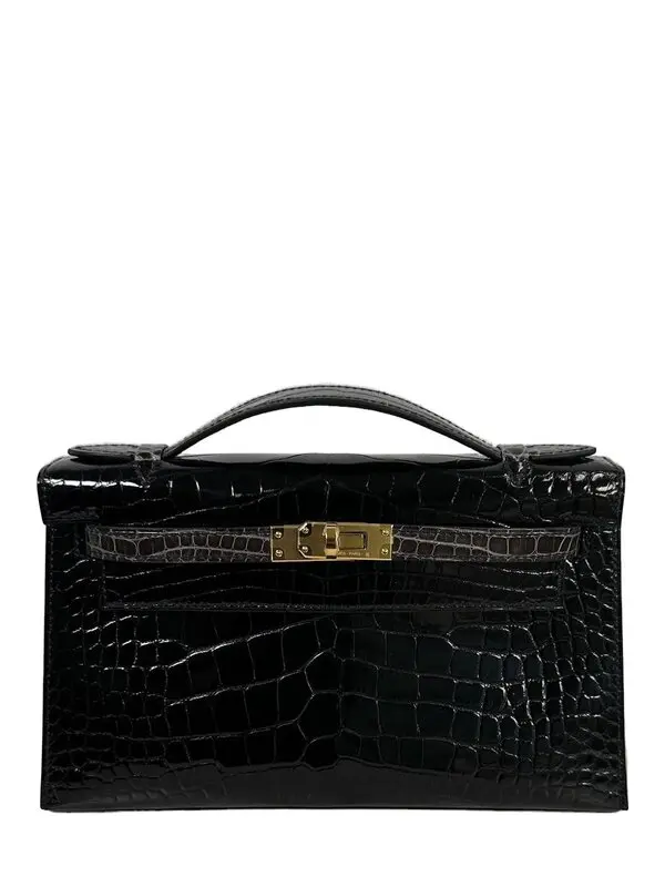 Hermès Kelly Hss /graphite Shiny Alligator Gold Hardware - Black