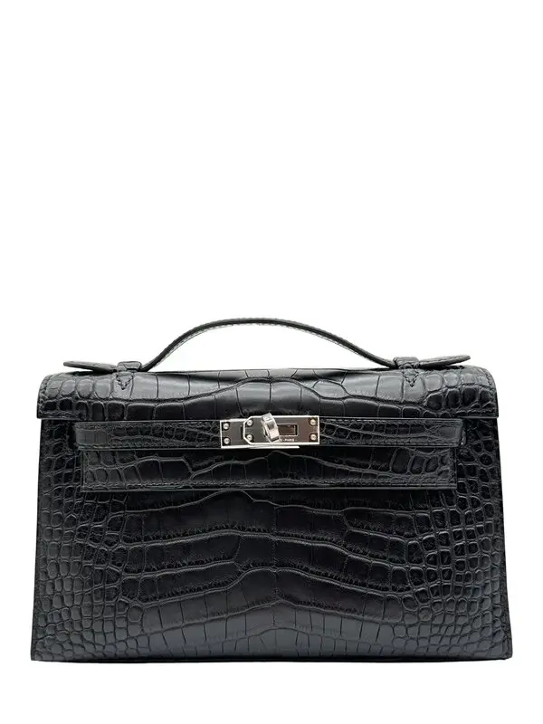 Hermès Kelly Matte Alligator Palladium Hardware - Black