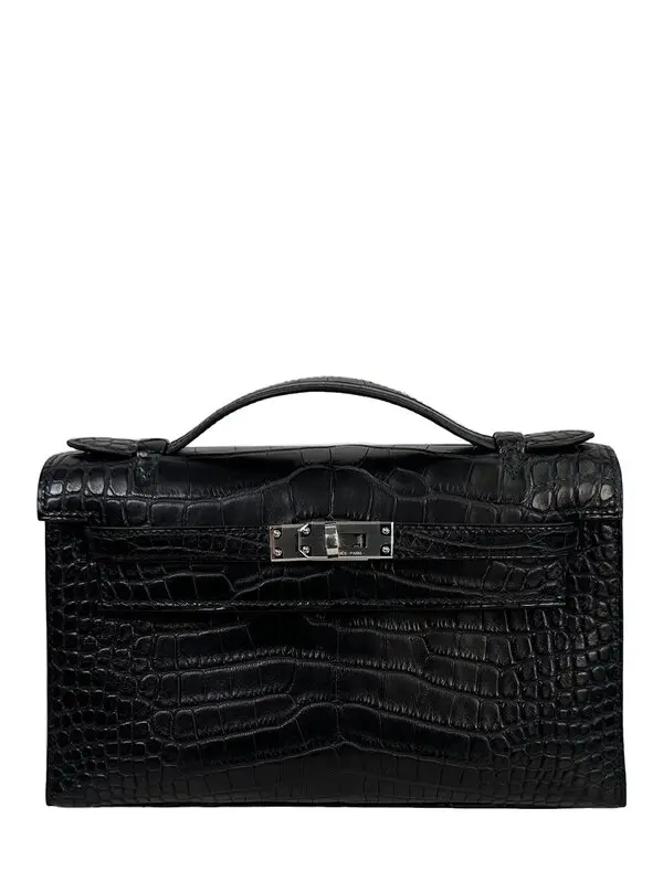 Hermès Kelly Matte Alligator Palladium Hardware - Black