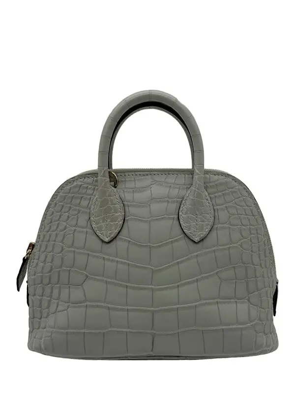 Hermès Bolide In Matte Alligator With Gold Hardware - Grey