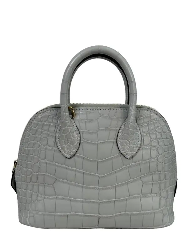 Hermès Bolide In Matte Alligator With Gold Hardware - Grey