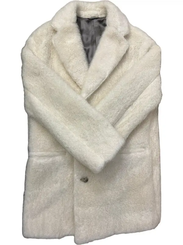 Hermès Petit Paul Mohair Blend Coat - White