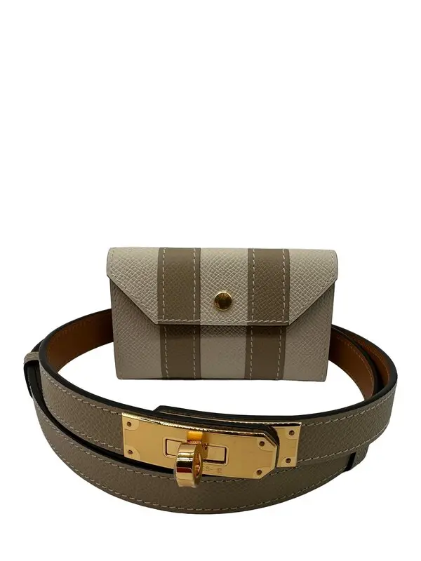 Hermès Kelly Pocket 18 Bayadere Belt - Gris/craie
