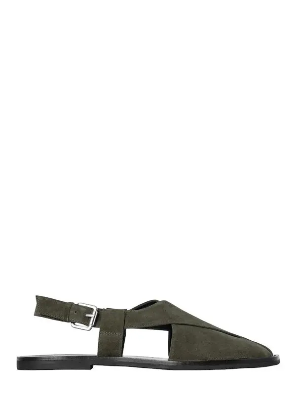 Cos Crossover Suede Slingback Sandals - Gray