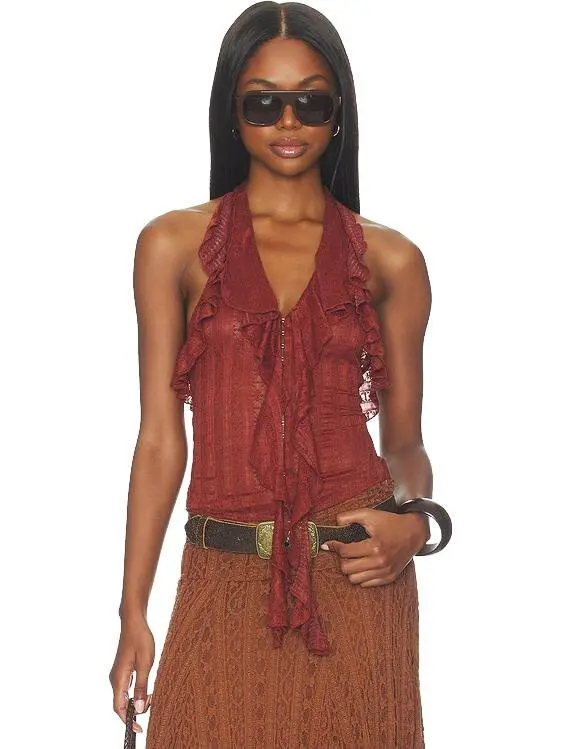MORE TO COME Marilou Halter Top - Brown