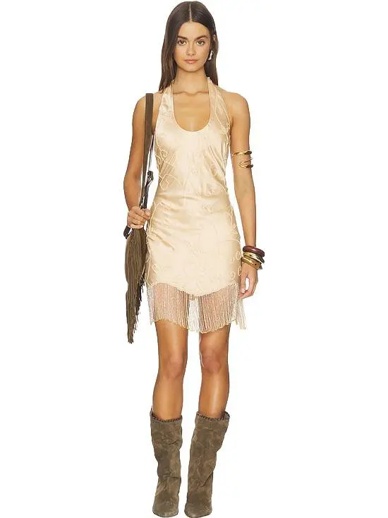 STONE COLD FOX X Kovi Beaded Mini Dress - Champagne