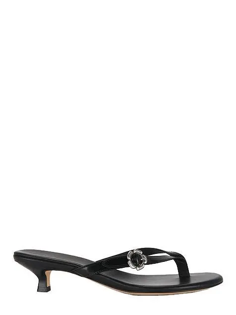 COACH Tea Rose Thong Kitten Heel - Black