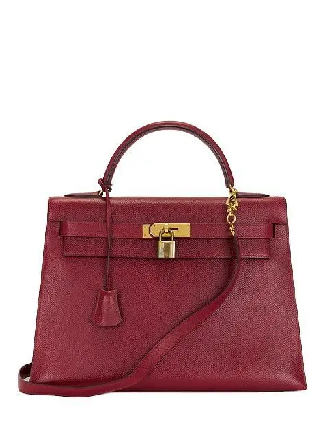 FWRD RENEW Hermes Courchevel Kelly 28 Handbag - Bordeaux