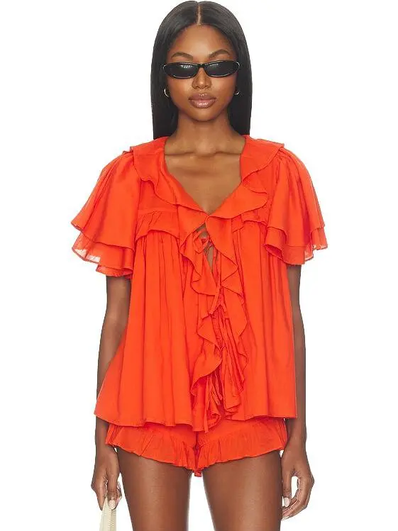 Show Me Your Mumu Rosalie Ruffle Top - Rouge Red Voile
