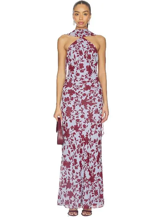 STONE COLD FOX X Avery Gown - Blue & Red Floral