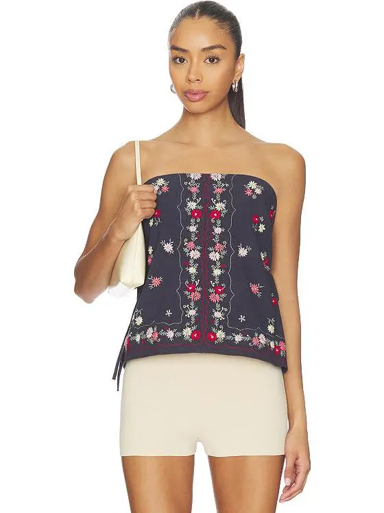 Free People Doily Days Tube Top - Navy Combo