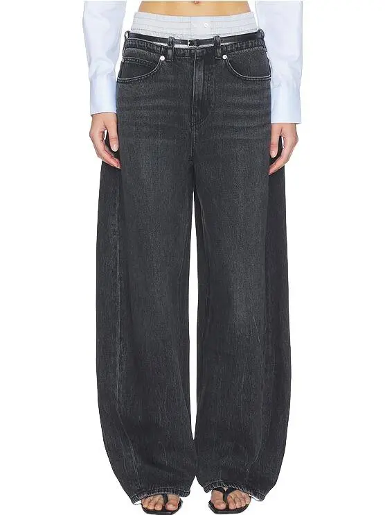 Alexander Wang Prestyle Blow Up Jeans With Leather Belt And Boxer - Grey Aged