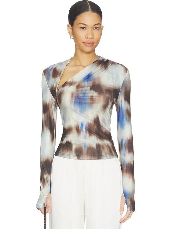 MADISON THE LABEL X Laury Mesh Top - Solune Print
