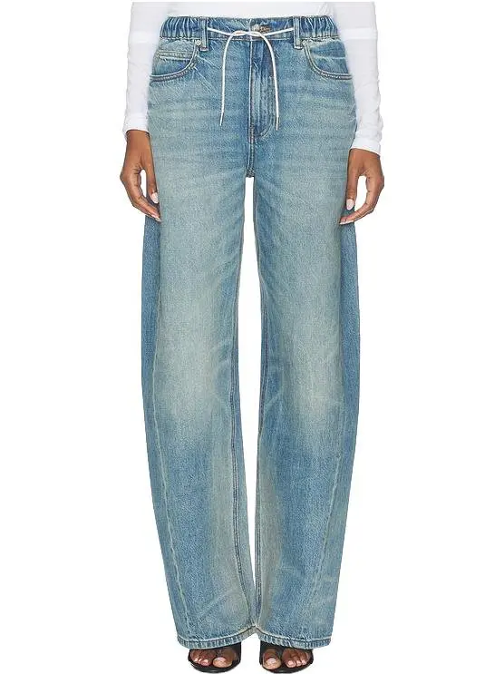 Alexander Wang Balloon Jogger Jeans With Crystal Drawcord - Tinted Medium Indigo